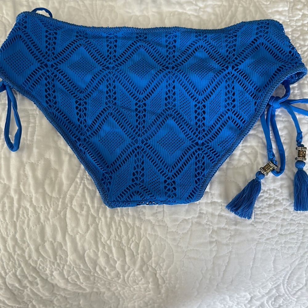 Becca Crochet Blue Swim Wanderlust Bikini New D Top X… - Gem